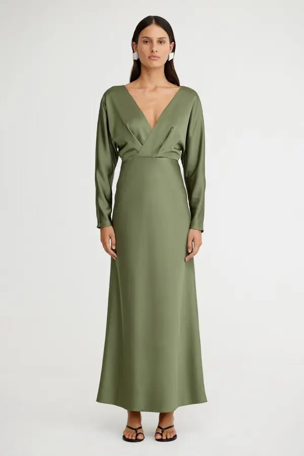 Significant Other Lucile Long Sleeve Maxi Dress - Pesto
