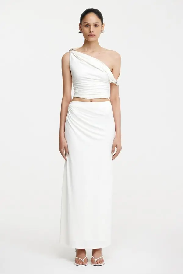 Significant Other Priya Jersey Midi Skirt - Chalk