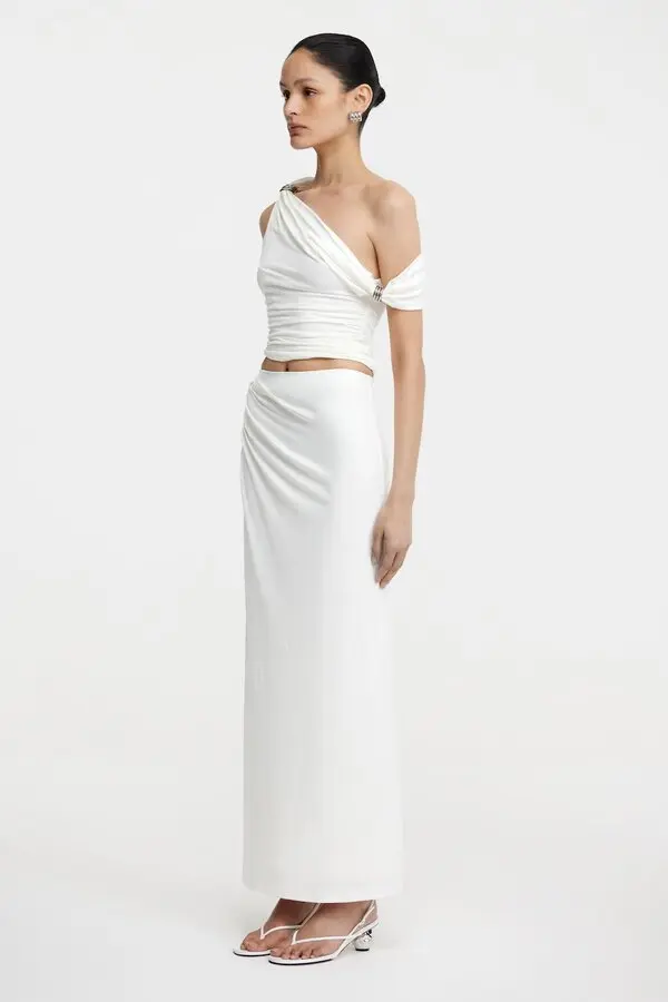 Significant Other Priya Jersey Midi Skirt - Chalk