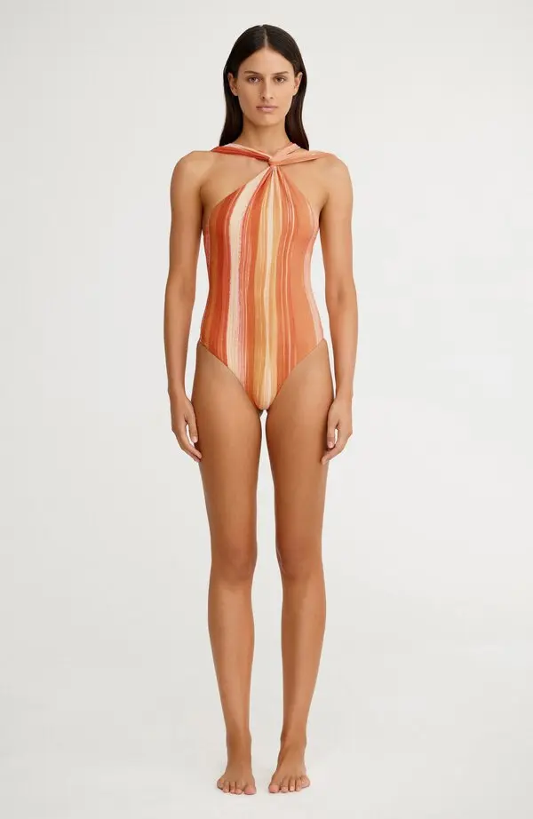Significant Other Violetta Malliot One-piece Swimsuit - Sherbet Stripe