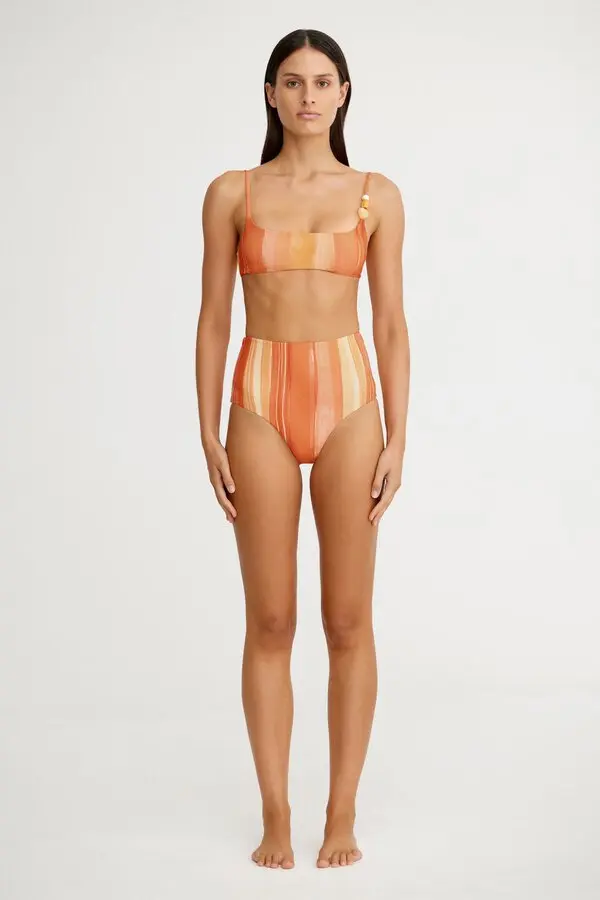 Significant Other Printed Mesh Bandeau Top - Sherbet Stripe