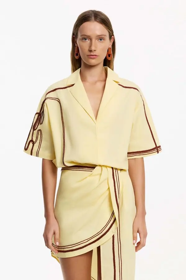 Significant Other Morrigan Embroidered Short Sleeve Shirt - Lemonade
