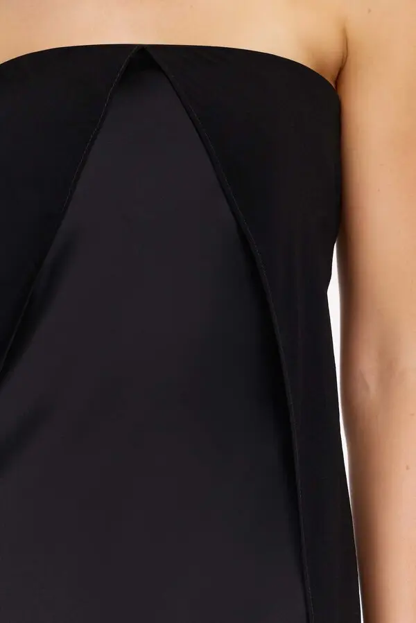 Significant Other Strapless Satin And Georgette Gown - Black