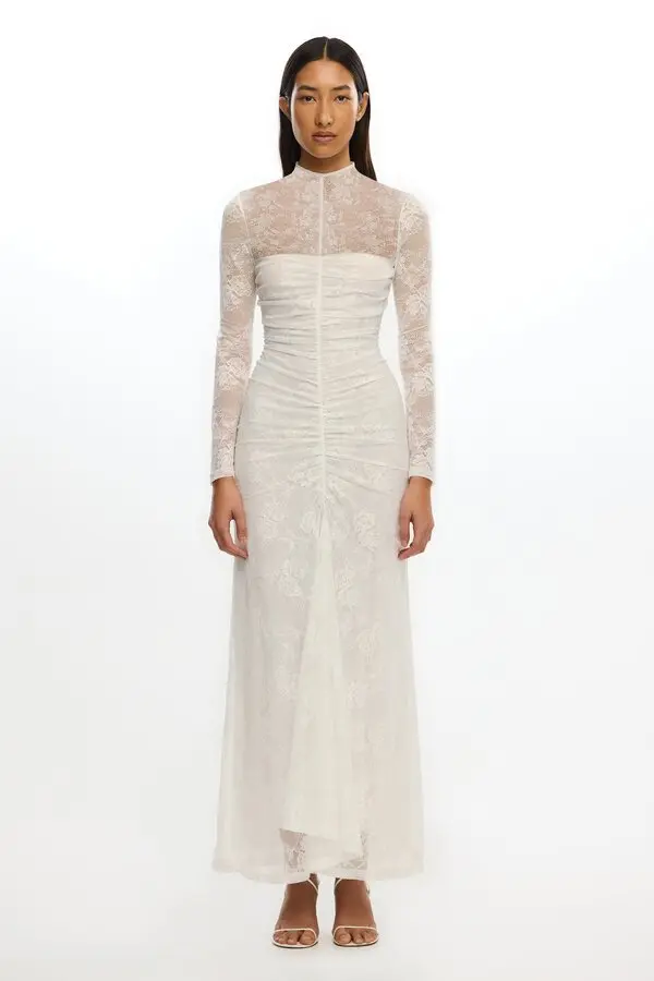 Significant Other Nida Chantilly Lace Long Sleeve Maxi Dress - Ivory