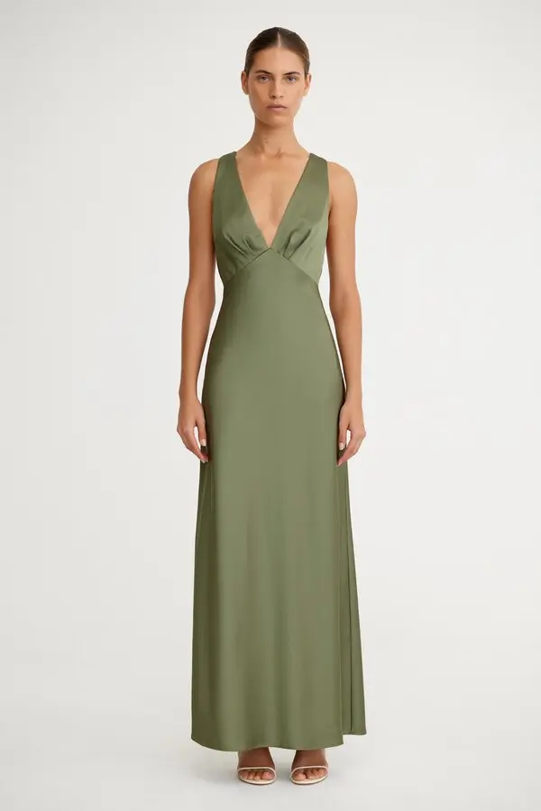Significant Other Lucile Bias Maxi Dress - Pesto