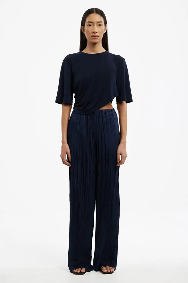 Significant Other Pleated Satin Twill Wide-leg Pant