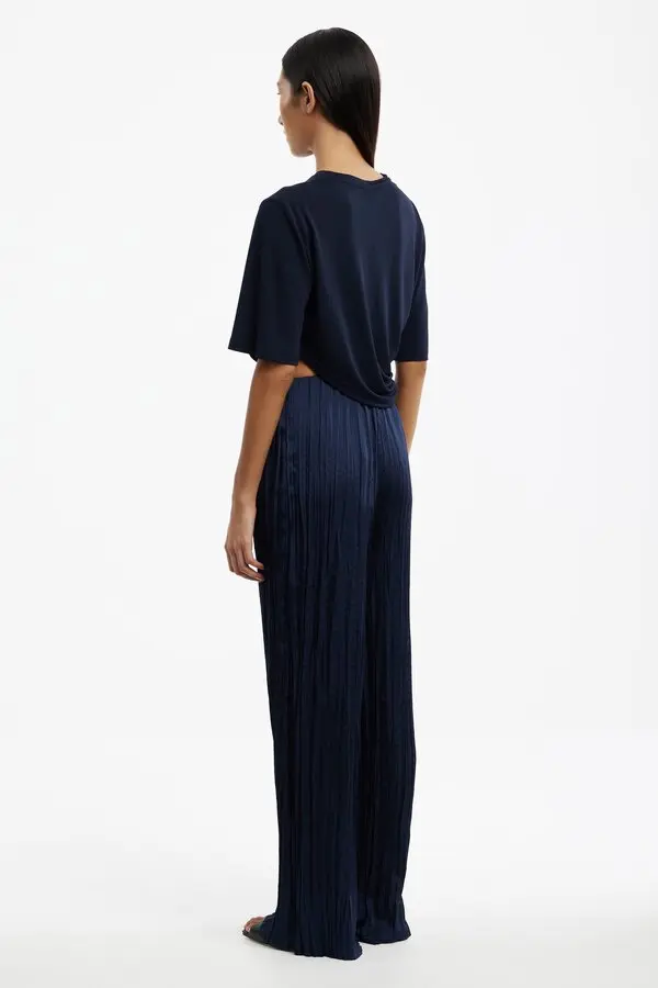 Significant Other Pleated Satin Twill Wide-leg Pant