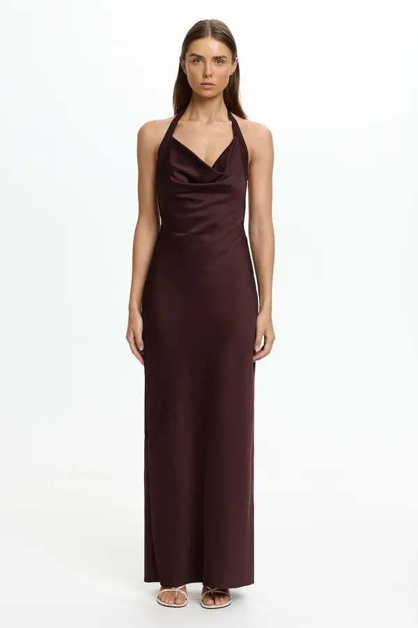 Significant Other Devlyn Halter Maxi Dress - Chocolate