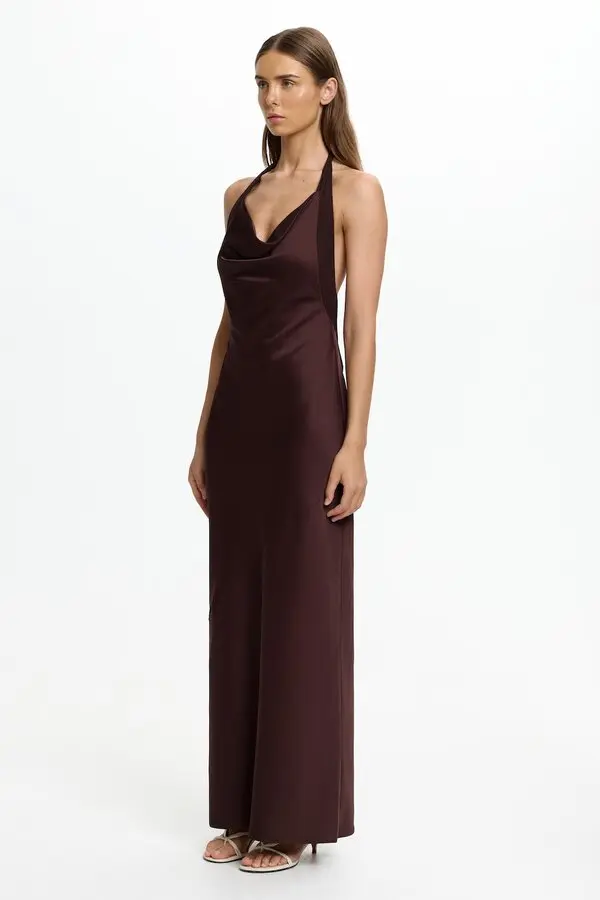 Significant Other Devlyn Halter Maxi Dress - Chocolate