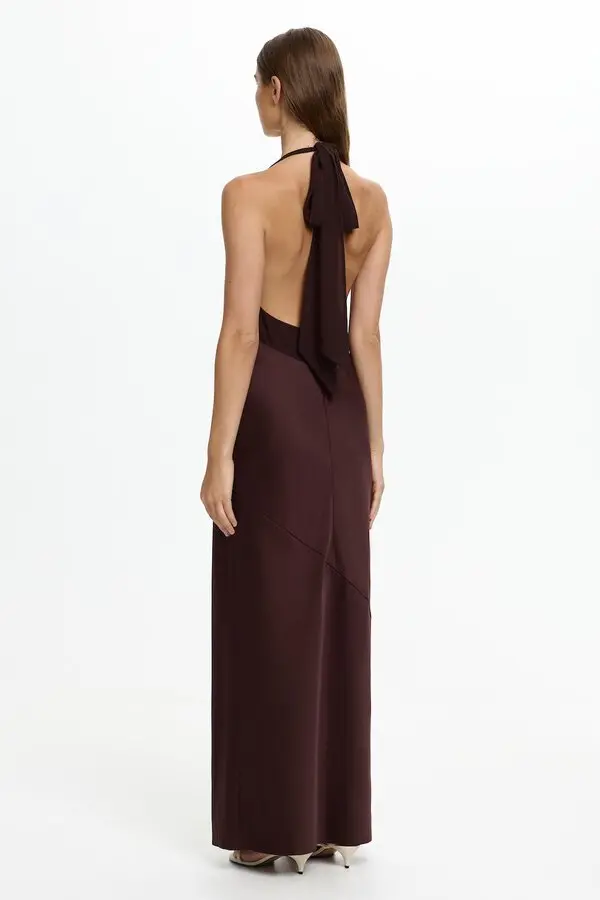 Significant Other Devlyn Halter Maxi Dress - Chocolate