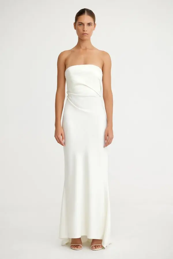 Significant Other Lucile Strapless Satin Gown - Bone
