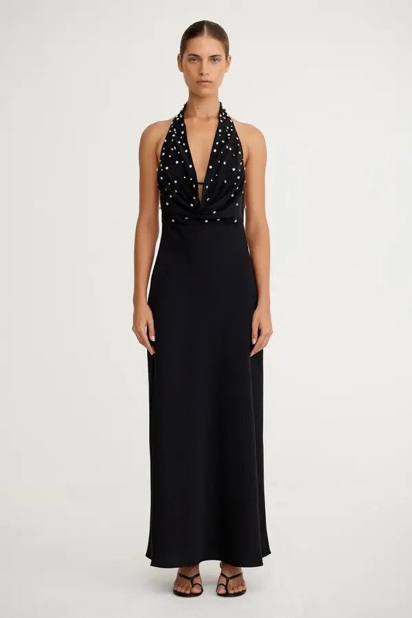 Significant Other Crepe Halter Neck Maxi Dress - Black