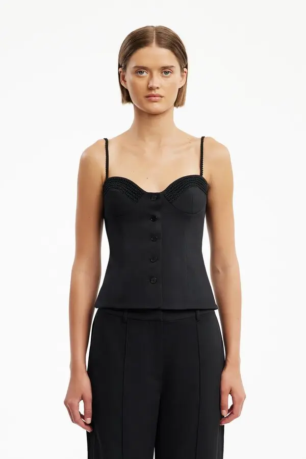 Significant Other Bodice Style Top With Satin Trim