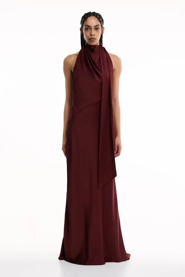 Significant Other Adriana Halter Gown - Bordeaux