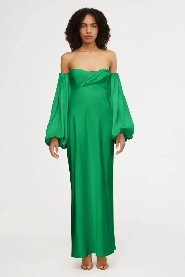 Significant Other Satin Off-the-shoulder Midi Dress