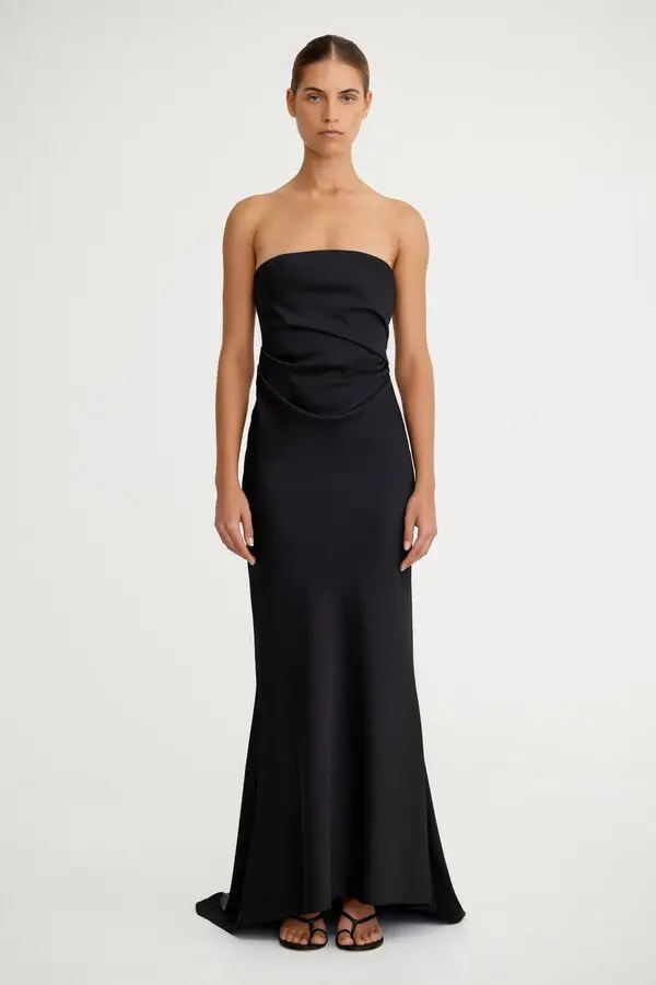Significant Other Lucile Strapless Satin Gown - Black