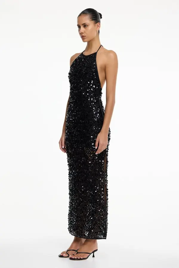 Significant Other Sequin Elliott Maxi Dress With Halter Neck