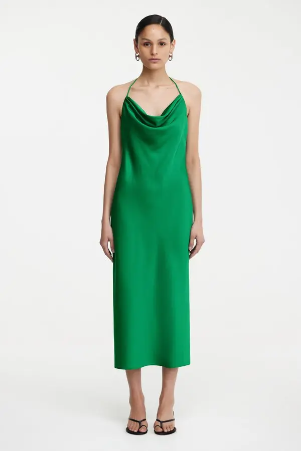Significant Other Viscose Polyester Midi Dress - Emerald