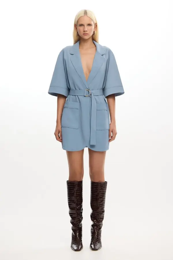 Significant Other Single-breasted Mini Dress With D-ring Waist Tie