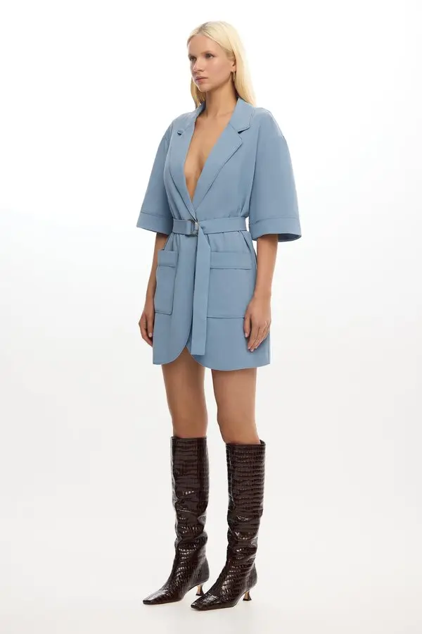 Significant Other Single-breasted Mini Dress With D-ring Waist Tie