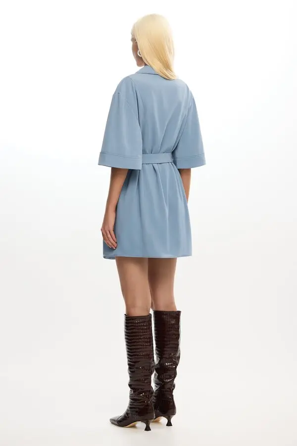 Significant Other Single-breasted Mini Dress With D-ring Waist Tie
