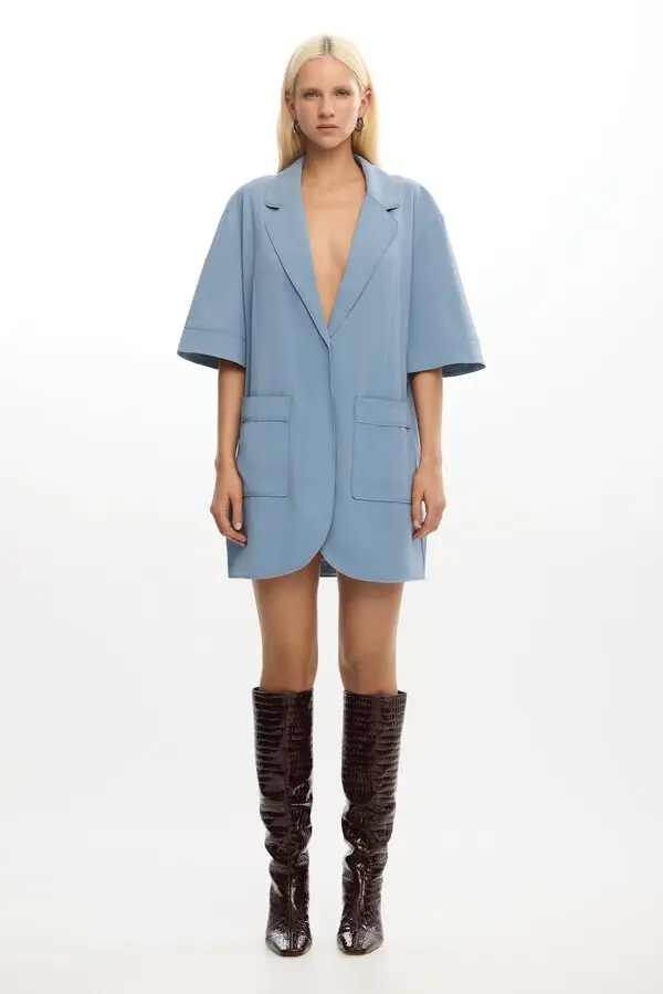 Significant Other Single-breasted Mini Dress With D-ring Waist Tie
