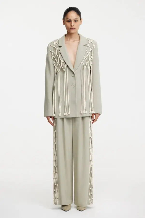 Significant Other Wide-shoulder Single-breasted Blazer With Rope Detailing