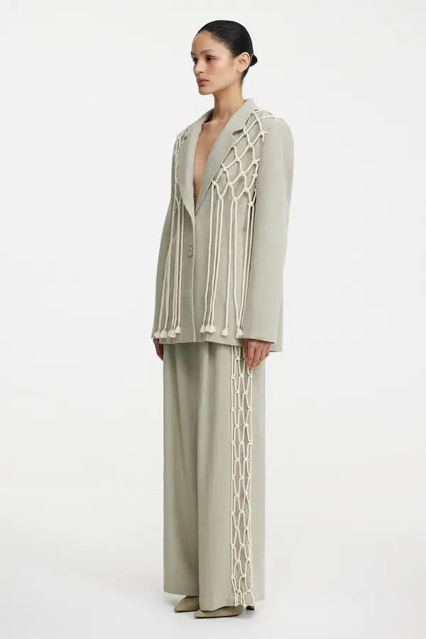 Significant Other Wide-shoulder Single-breasted Blazer With Rope Detailing