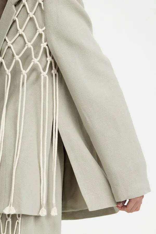 Significant Other Wide-shoulder Single-breasted Blazer With Rope Detailing
