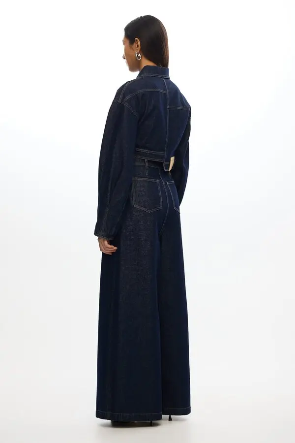 Significant Other Micah Wide-leg Pleated Denim Trousers