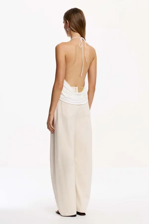 Significant Other Sleeveless Deep V-neck Cowl Drape Top