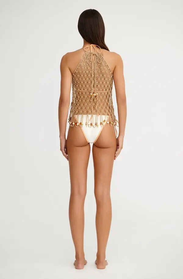 Significant Other Macramé Halter Top With Resin Bead Details