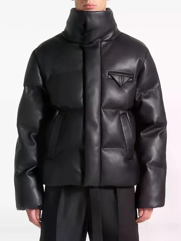 Manière De Voir Faux-leather Puffer Jacket - Black