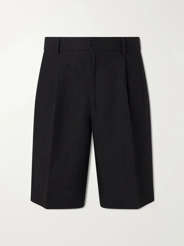 Rubinacci Straight-leg Pleated Linen Shorts - Black