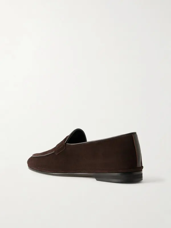 Rubinacci Suede Penny Loafers - Brown
