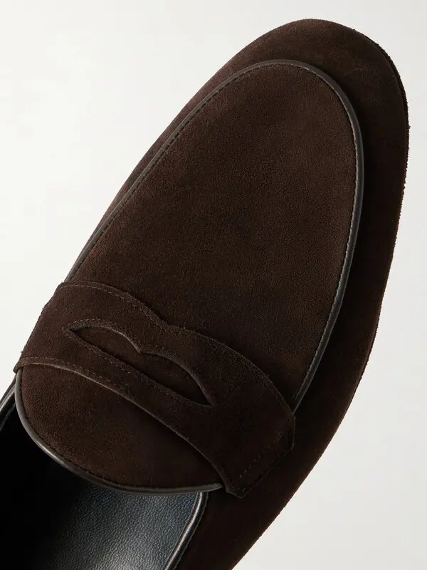Rubinacci Suede Penny Loafers - Brown