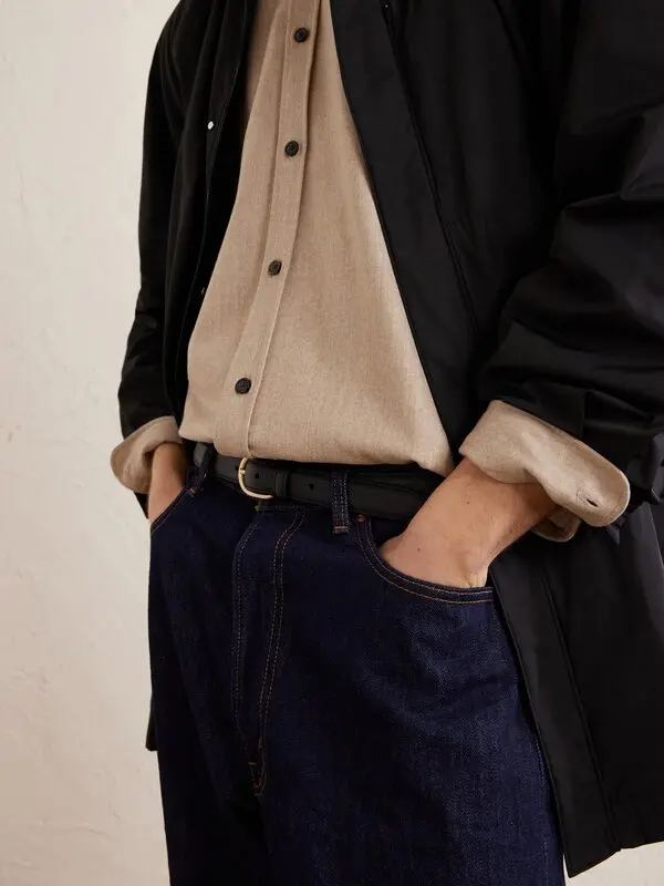 Purdey Cutaway-collar Wool And Cashmere-blend Shirt - Neutrals