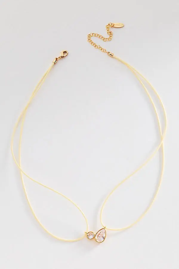 Anthropologie Corded Crystal Pendant Necklace - Cream