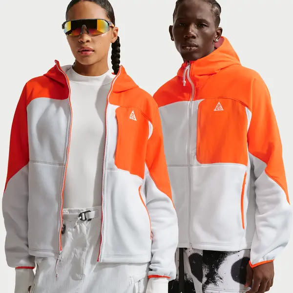 Nike Wolf Tree" Plus Full-zip Hooded Mid Layer - Orange