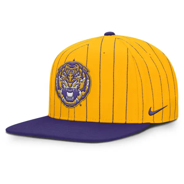 Nike Lsu Primetime Pinstripe Dri-fit Adjustable Hat - Yellow
