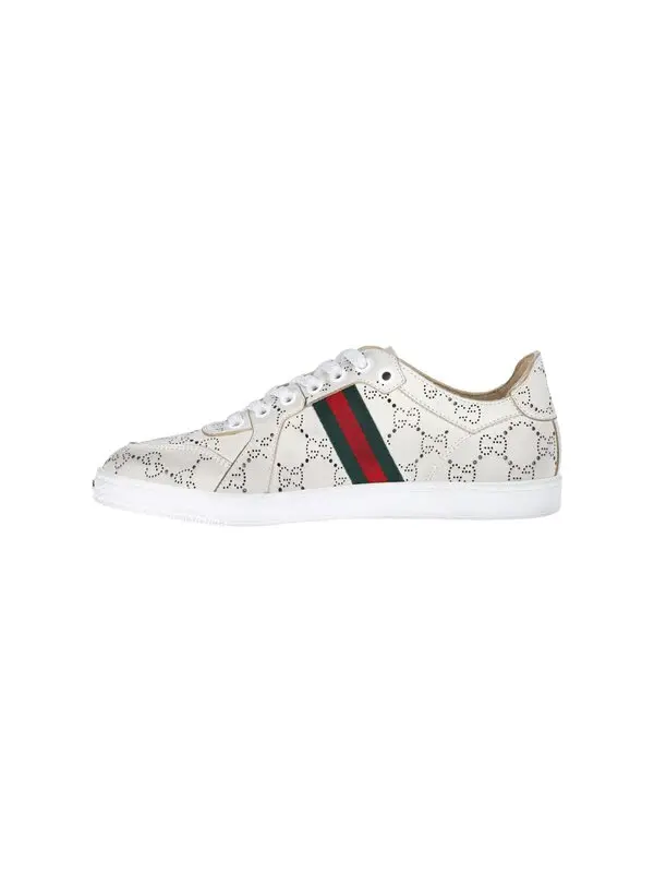 Gucci Stretch" Gg Pattern Canvas Sneakers - White