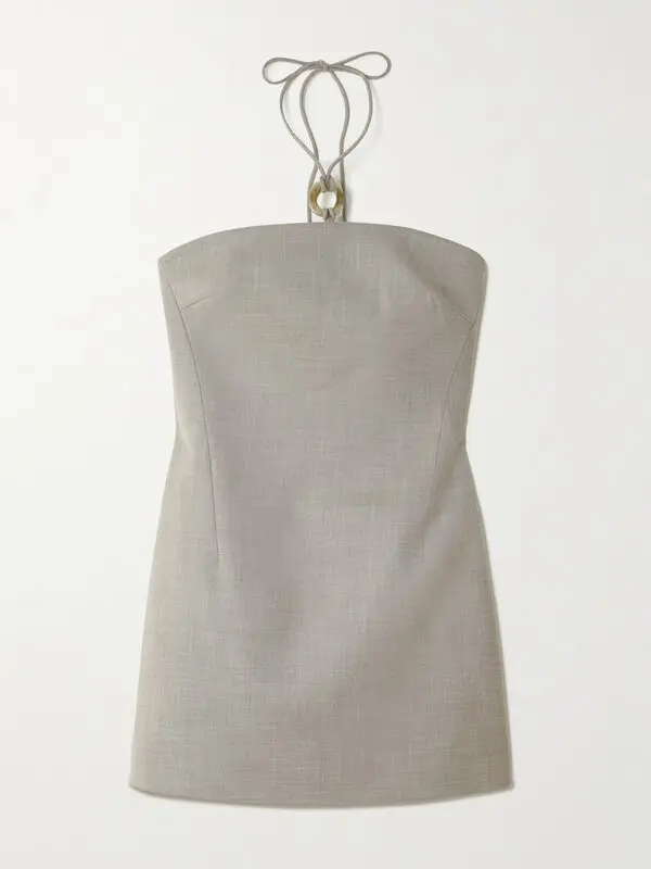 SIR. Solene Embellished Halterneck Mini Dress - Gray