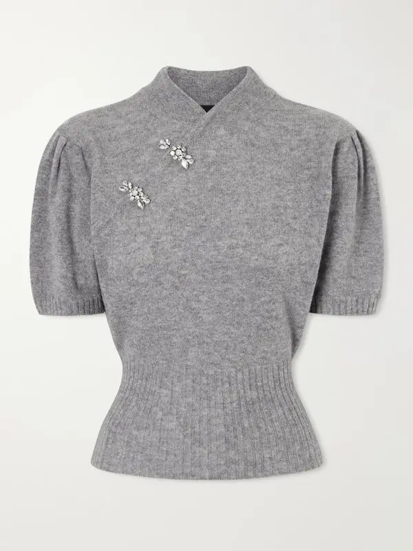 Simone Rocha Mandarin Collar Cashmere Knitwear - Gray