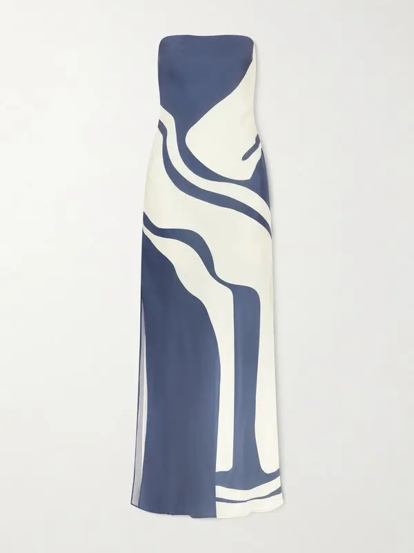 SIR. Lilou Strapless Printed Maxi Dress - Blue