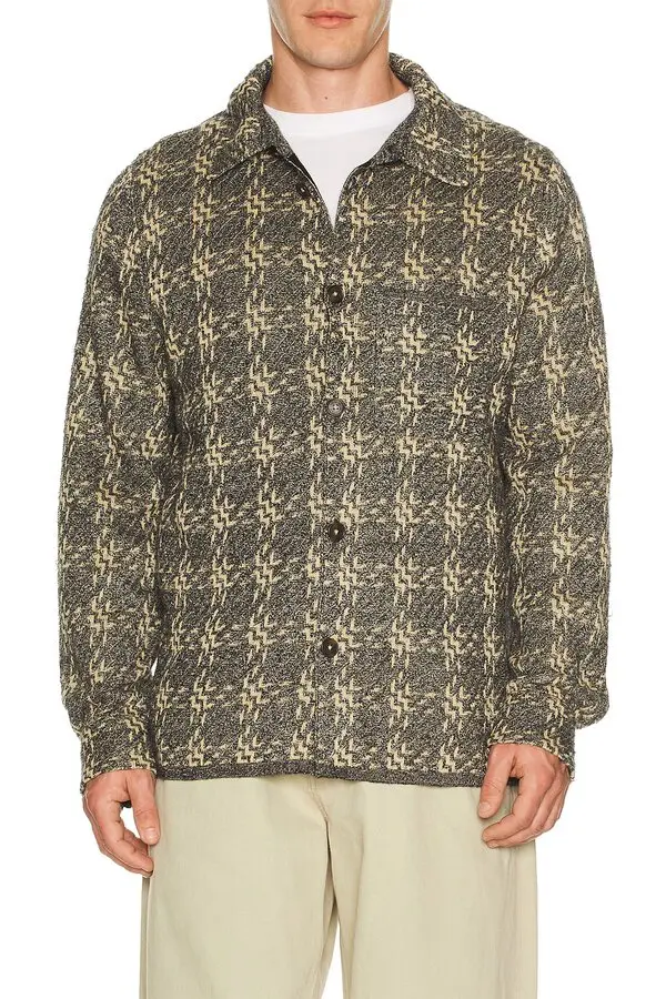 Guest In Residence Plaid Linen Blend Work Shirt