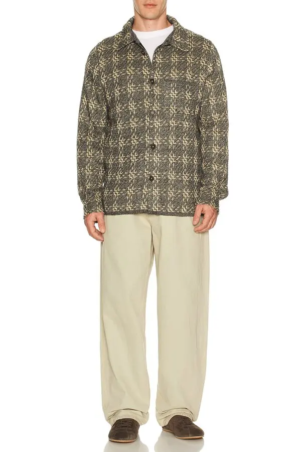 Guest In Residence Plaid Linen Blend Work Shirt