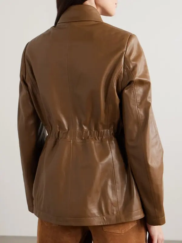 Nour Hammour Wells Gathered Leather Jacket