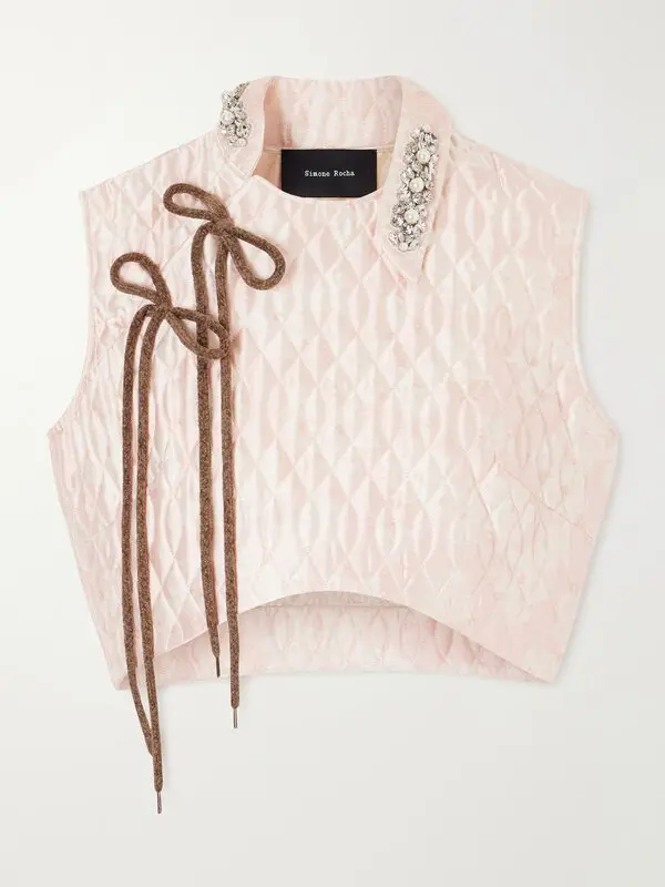 Simone Rocha Quilted Offset Fragment Collar Top - Pink