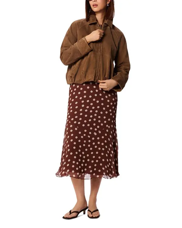 Whistles Polka Dot Print Midi Dress - Brown/multi