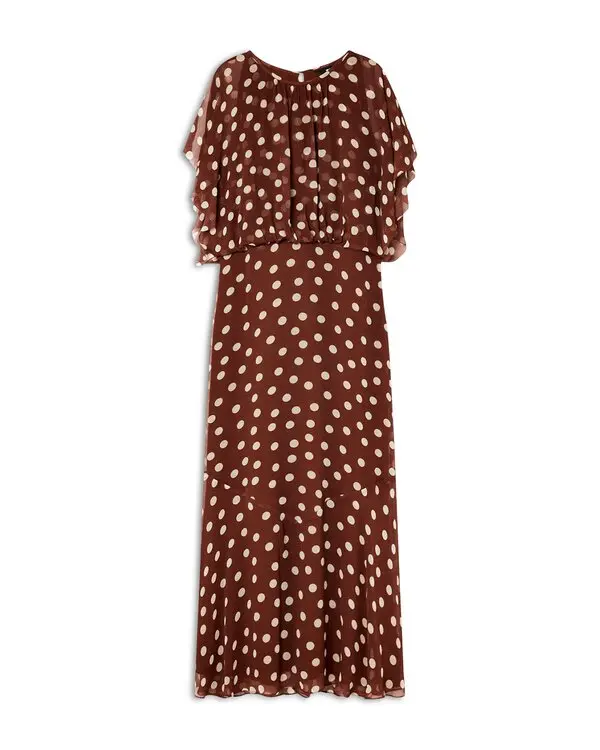 Whistles Polka Dot Print Midi Dress - Brown/multi